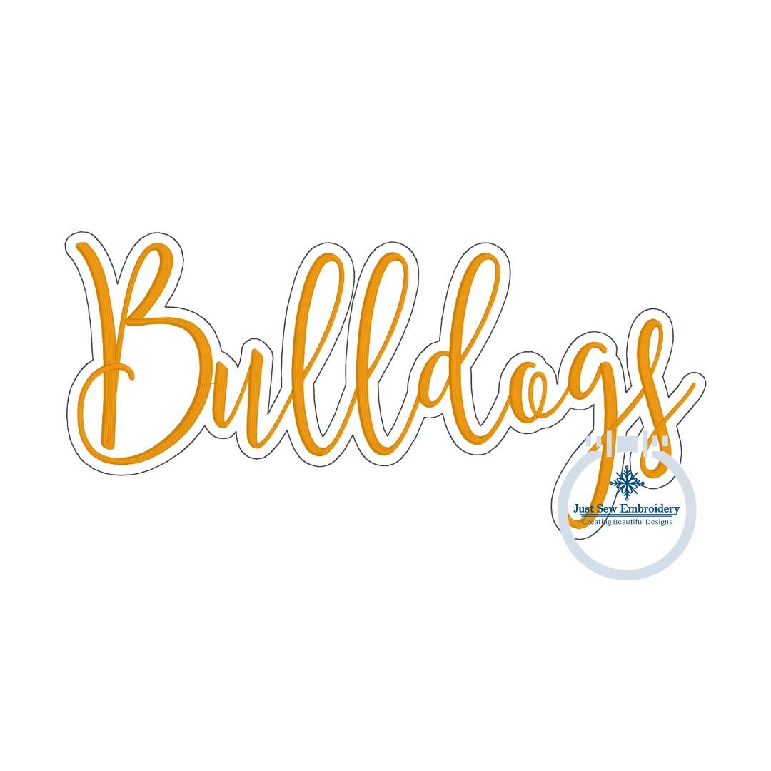 BULLDOGS Script Embroidery With Bean Stitch Outline Satin Stitch Four ...
