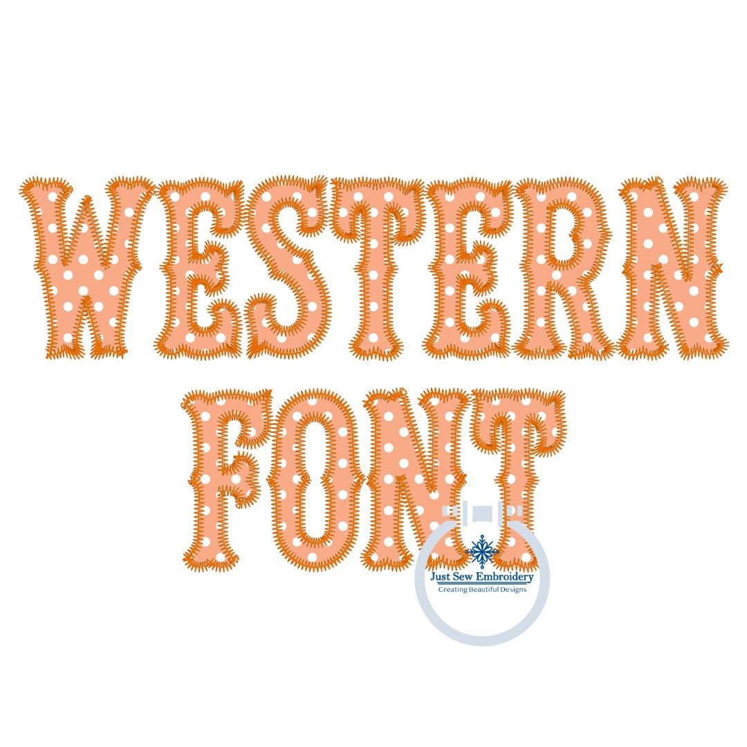 WESTERN Zigzag Applique Embroidery Font Three Sizes 2 Inch, 3 Inch, 4 ...