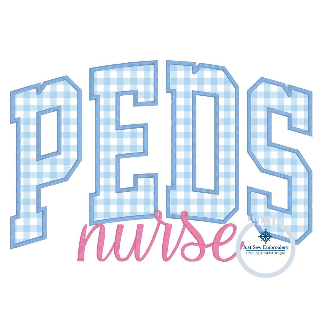 PEDS Arched Applique Nurse Satin Scriptembroidery Nursing Nurses Design ...