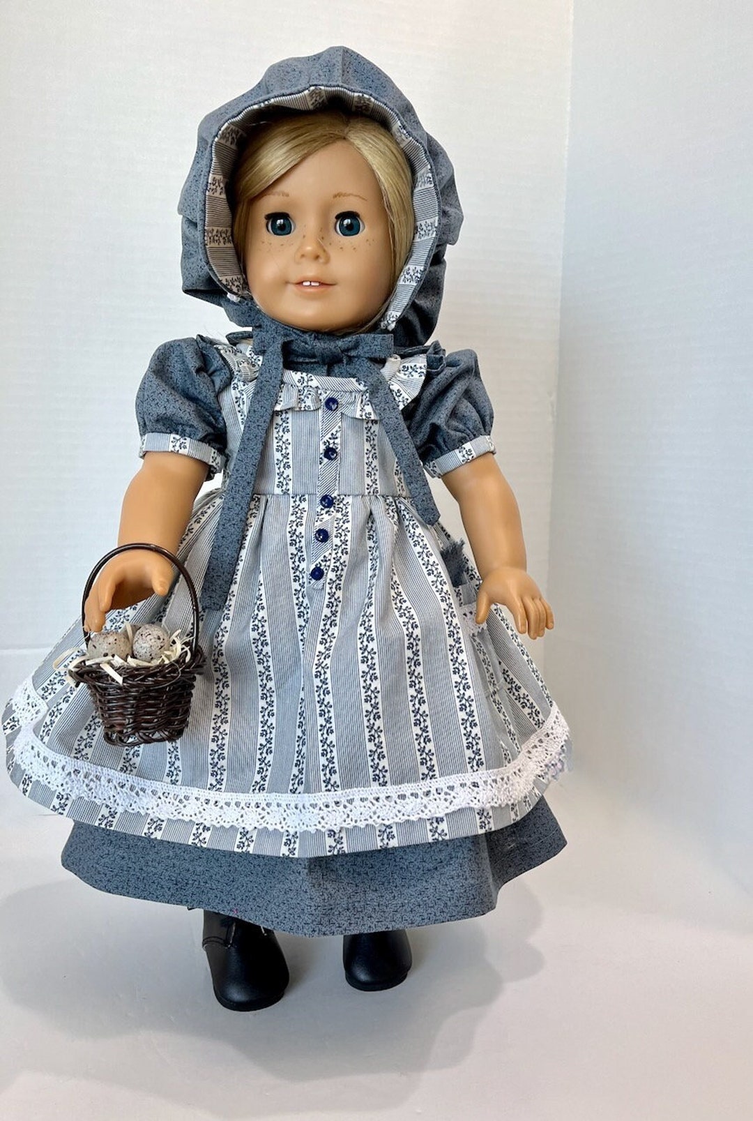 Eighteen Inch Doll Outfit: Cadet Blue With Blue Stripes - Etsy