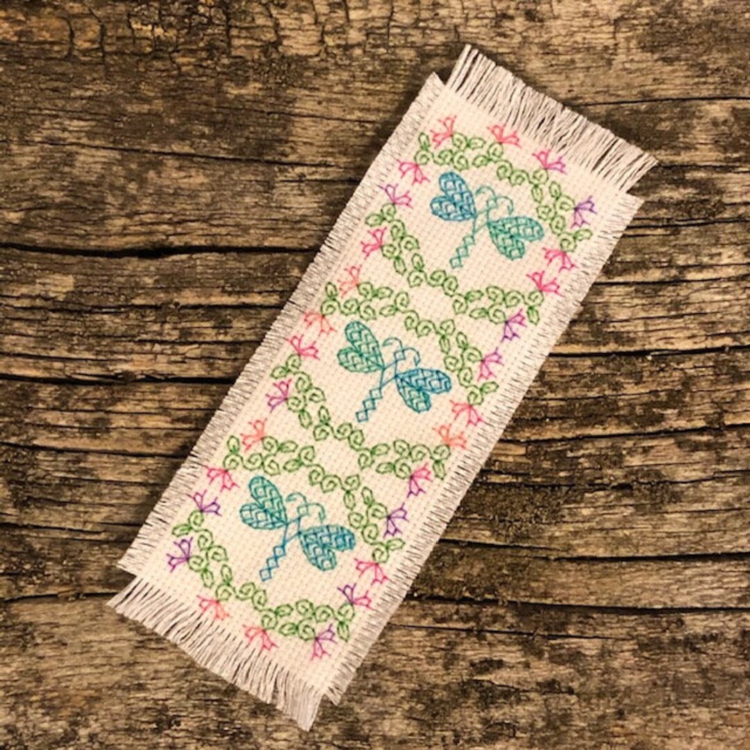 Blackwork Dragonfly Bookmark Pattern | Flutterby Garden | Instant ...