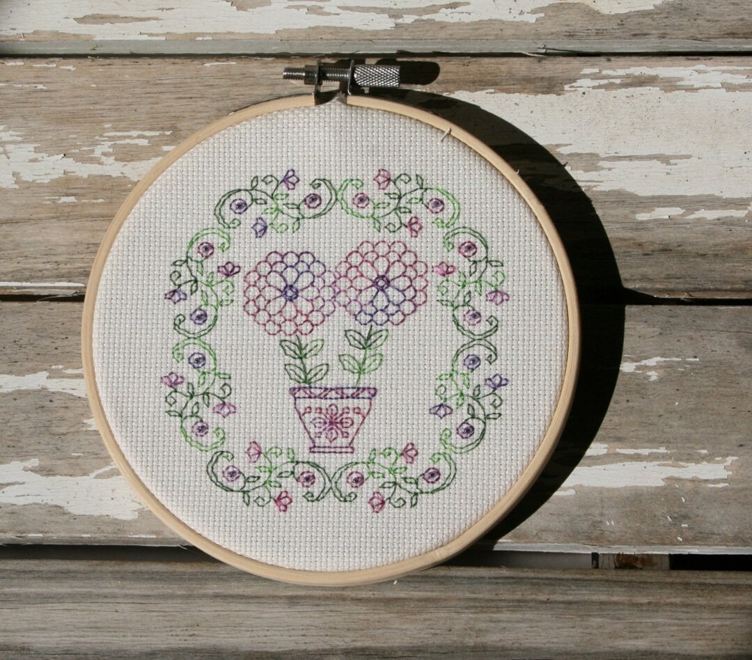 Flowers and Vines Blackwork Pattern | Hoop Art | Instant Download PDF ...