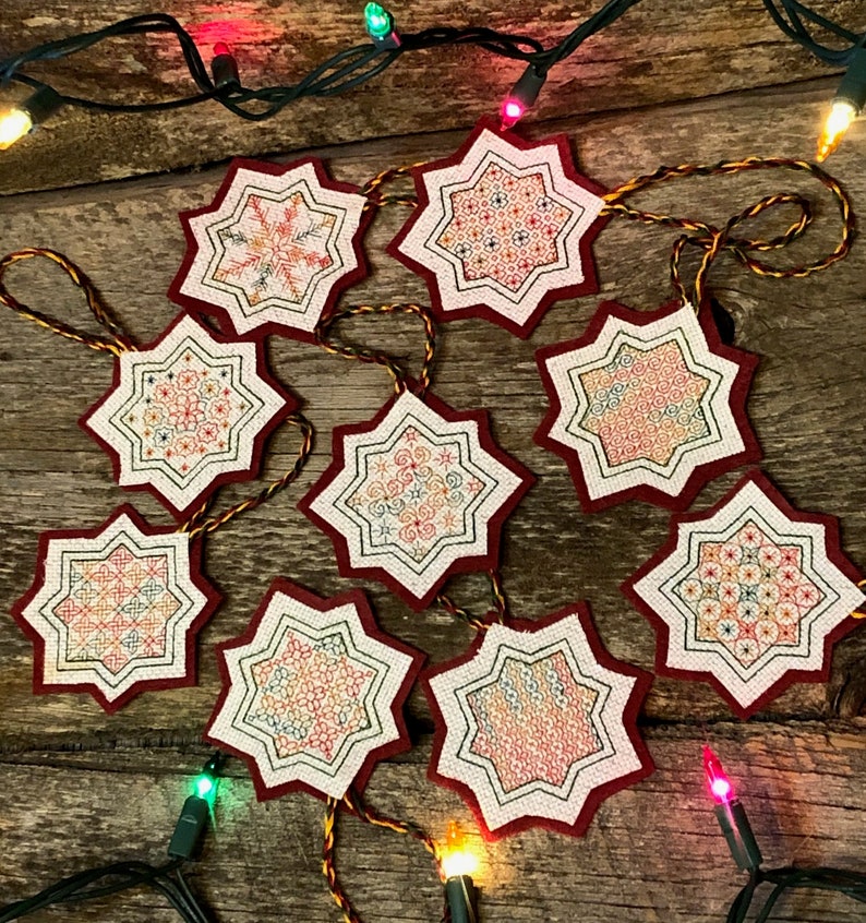 Blackwork Christmas Star Ornament Pattern Quick and Easy to Stitch ...