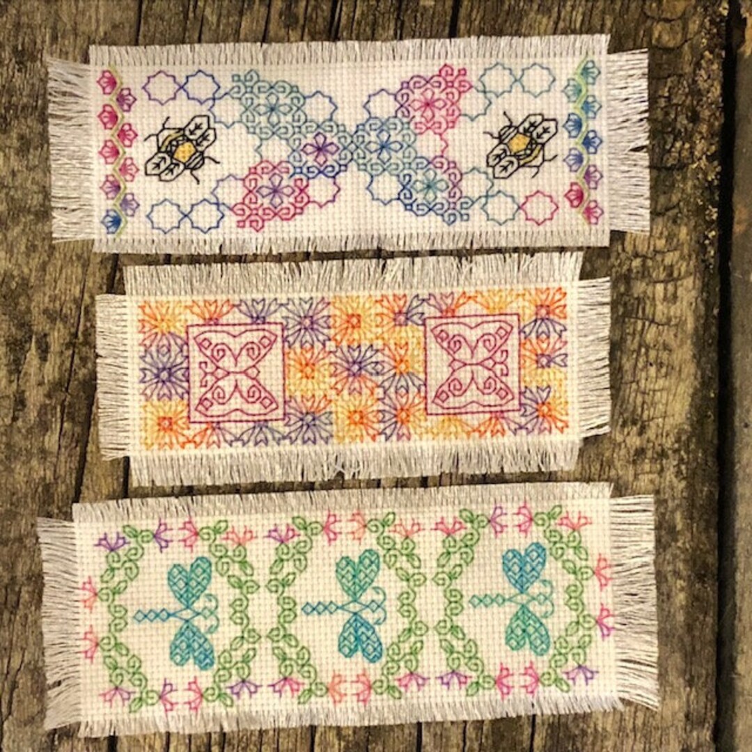 Blackwork Garden Bookmark Collection | Flutterby Garden | Bumble Bee ...