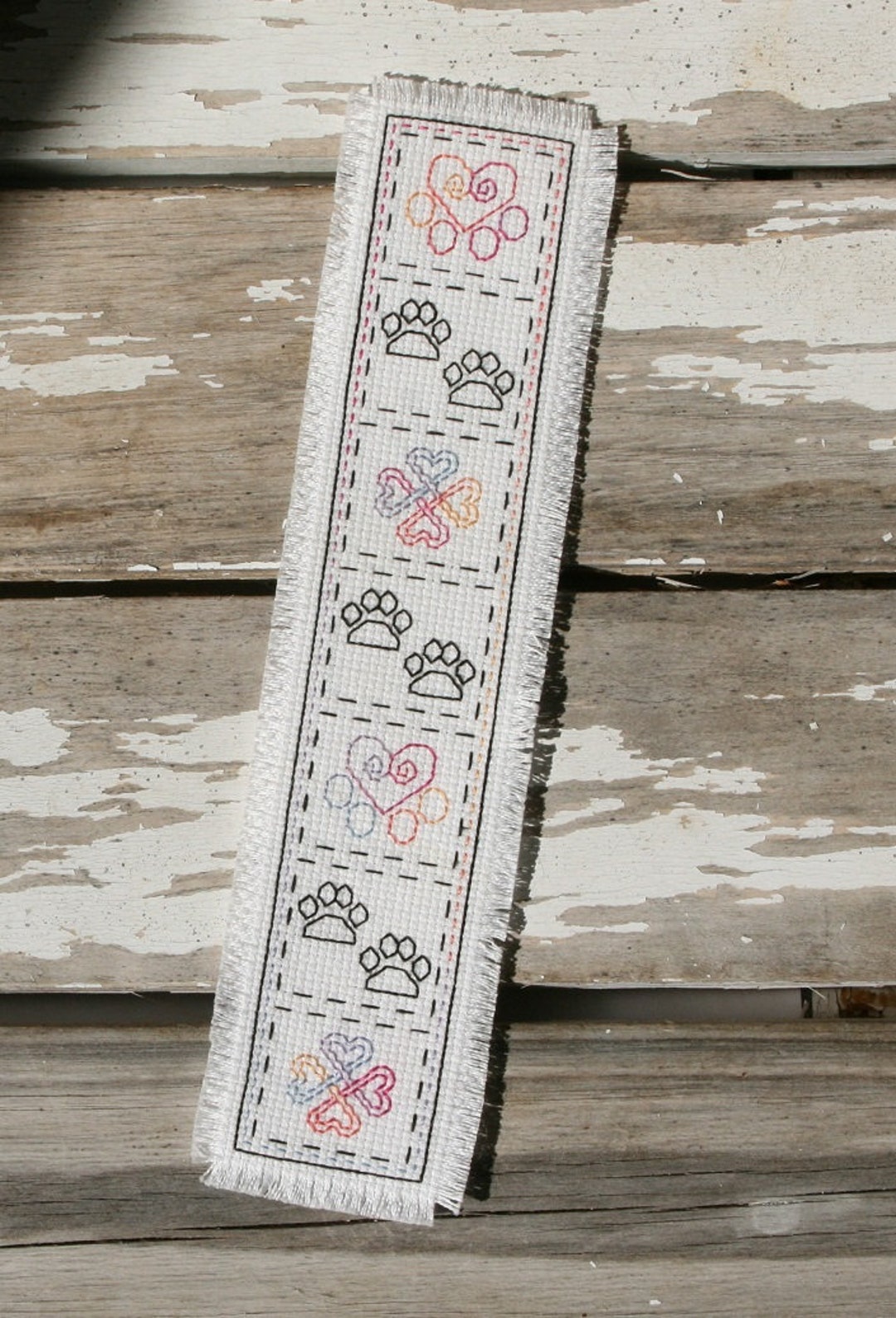 Paws N Hearts Blackwork Bookmark Pattern | Instant Download PDF - Etsy