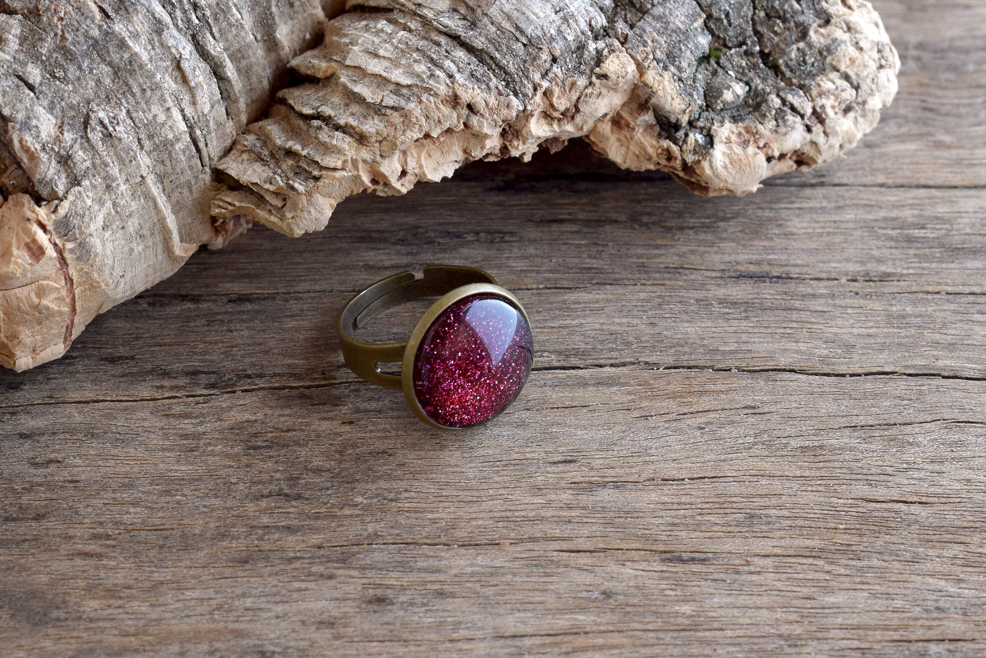 Dark Red Ring Burgundy Ring Holographic Ring Glass Dome - Etsy