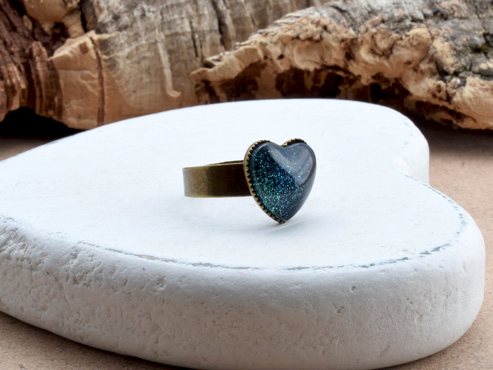 Dark Green Heart Ring Emerald Green Heart Jewelry Forest - Etsy