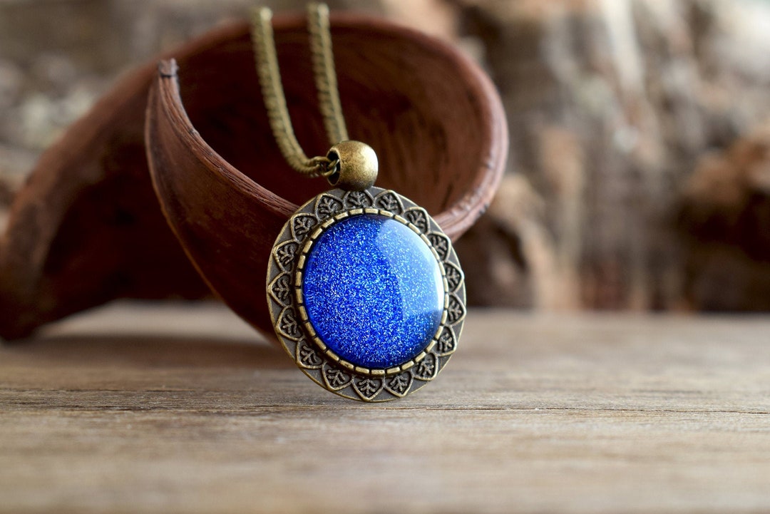 Cobalt Blue Necklace Royal Blue Jewelry Bright Blue Pendant - Etsy ...