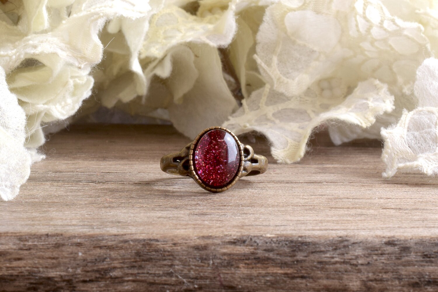 Dark red ring Glass dome ring Gothic ring Tiny ring Blood | Etsy