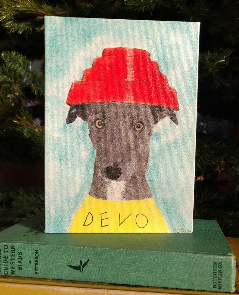 Devo Fanimal Whippet Whip It Dog Art 5 X 7 Canvas Print | Etsy