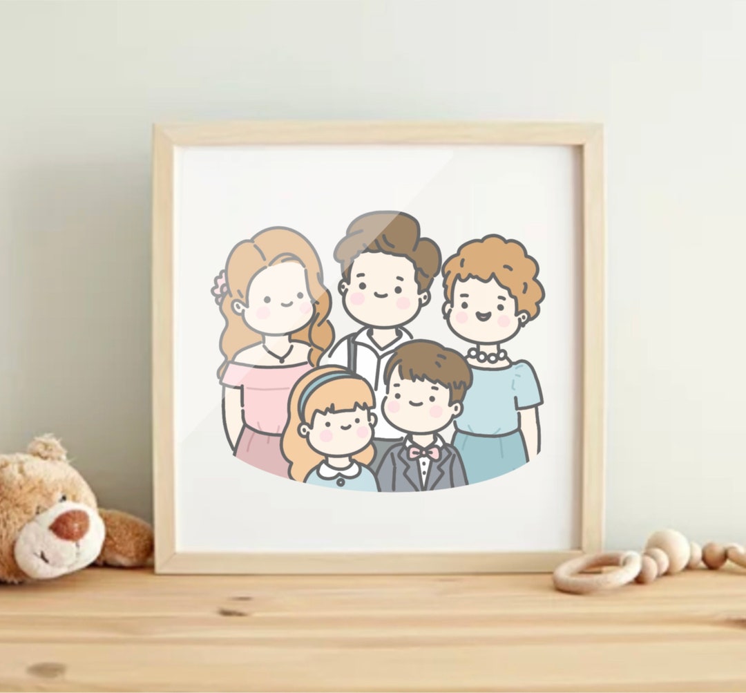 Custom Chibi Family Portrait – Hand Drawn Digital Cartoon Illustration ...