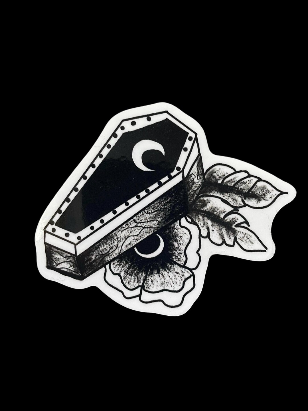 Coffin Sticker: Pen and Ink Style, Glossy Vinyl - Etsy