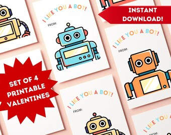 Robot Valentine Card - Etsy