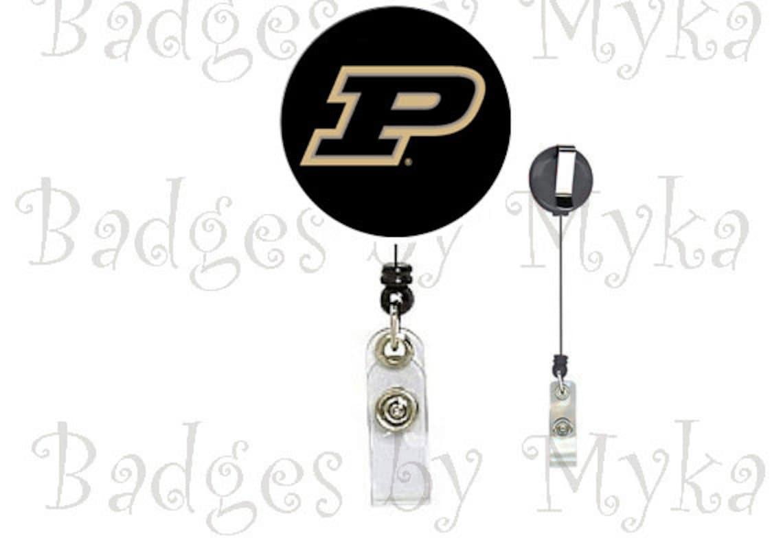 Retractable ID Badge Holder purdue University - Etsy