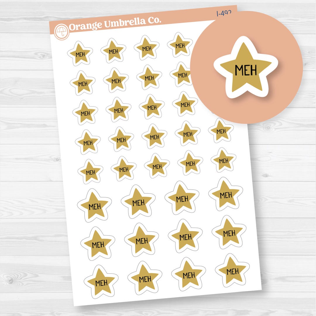 Meh Spazz Gold Star Planner Stickers | I-492 - Etsy
