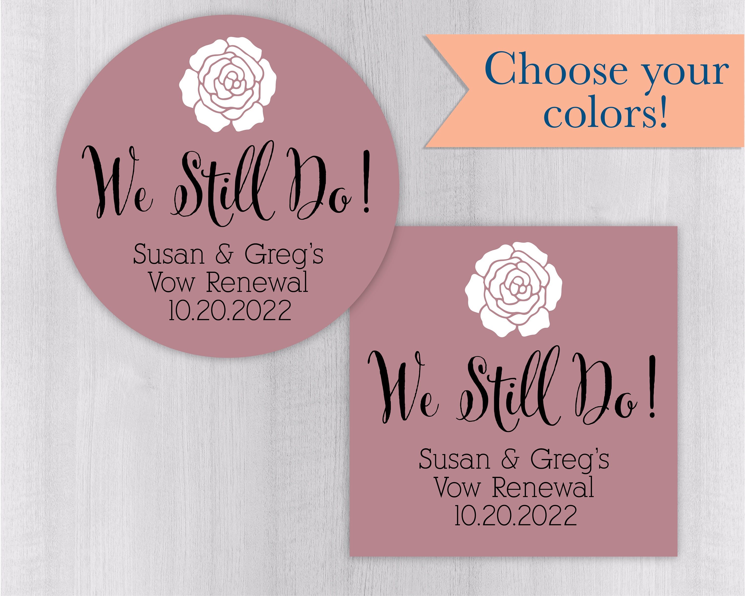 We Still Do Personalized Vow Renewal Stickers Color | Etsy