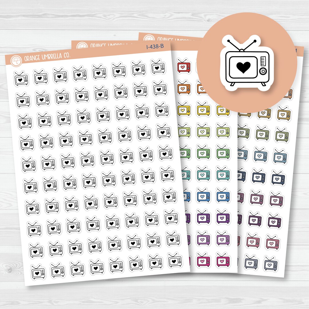 Television Icons | Hand Doodled TV Icon Planner Stickers | I-438 - Etsy