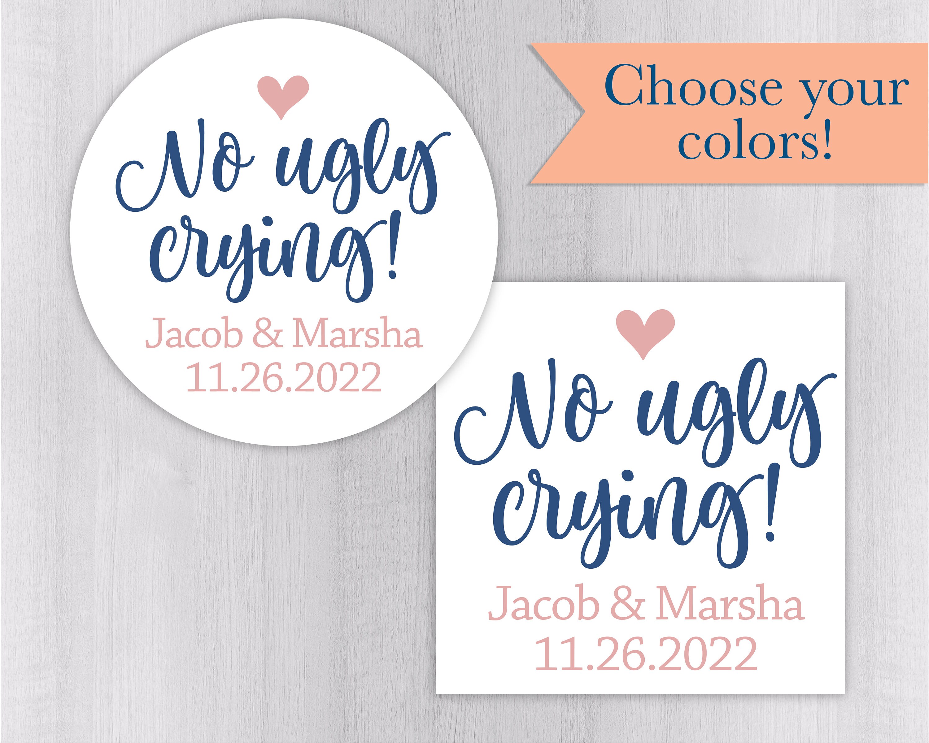No Ugly Crying Labels Wedding Tissue Stickers Wedding Favor | Etsy