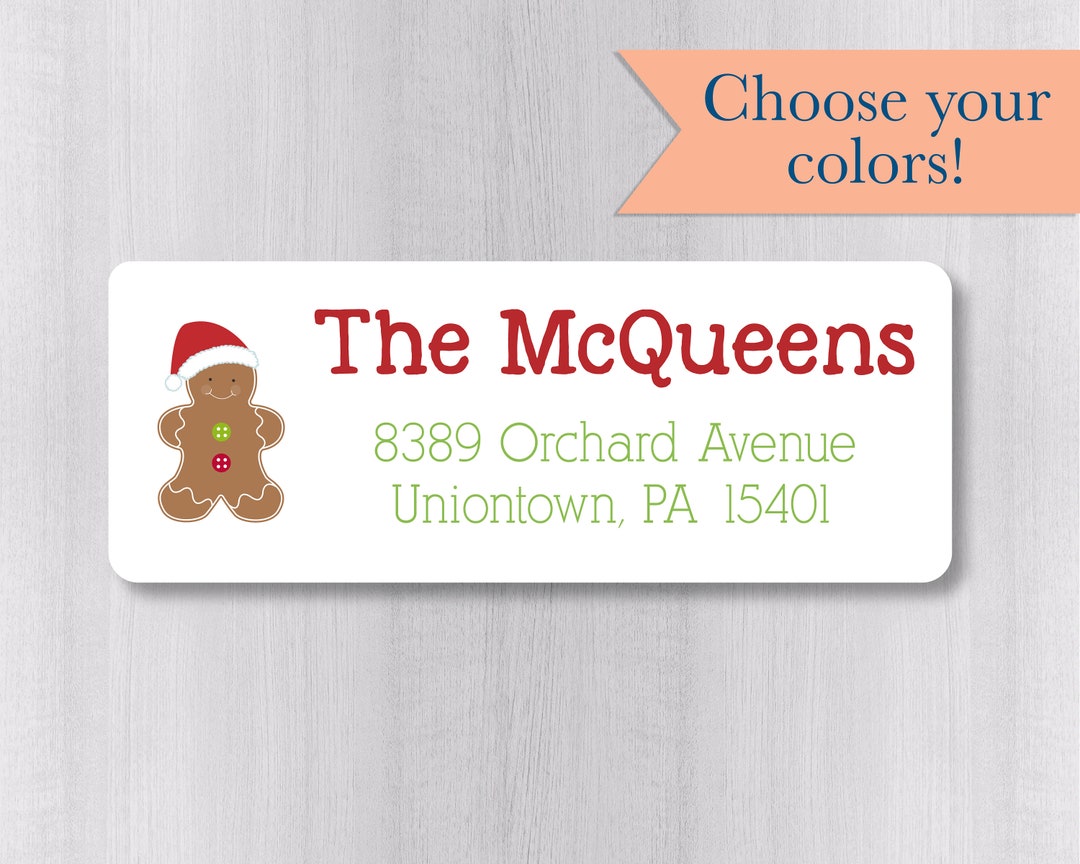 Christmas Return Address Labels, Gingerbread Return Address Stickers ...