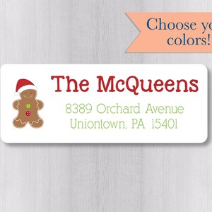 Christmas Return Address Labels, Gingerbread Return Address Stickers ...