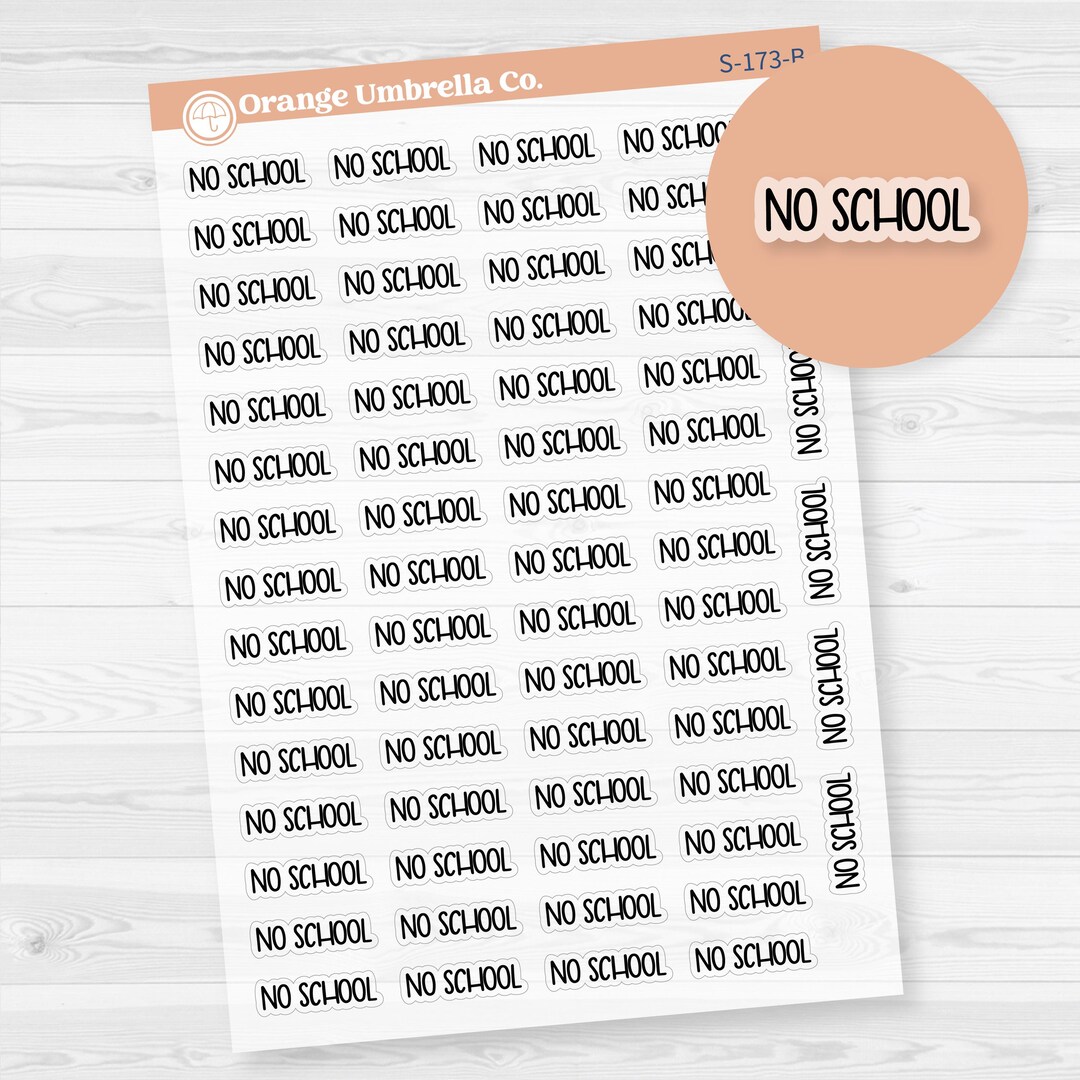 No School Planner Stickers | F8 | Clear Matte | S-173-BCM - Etsy