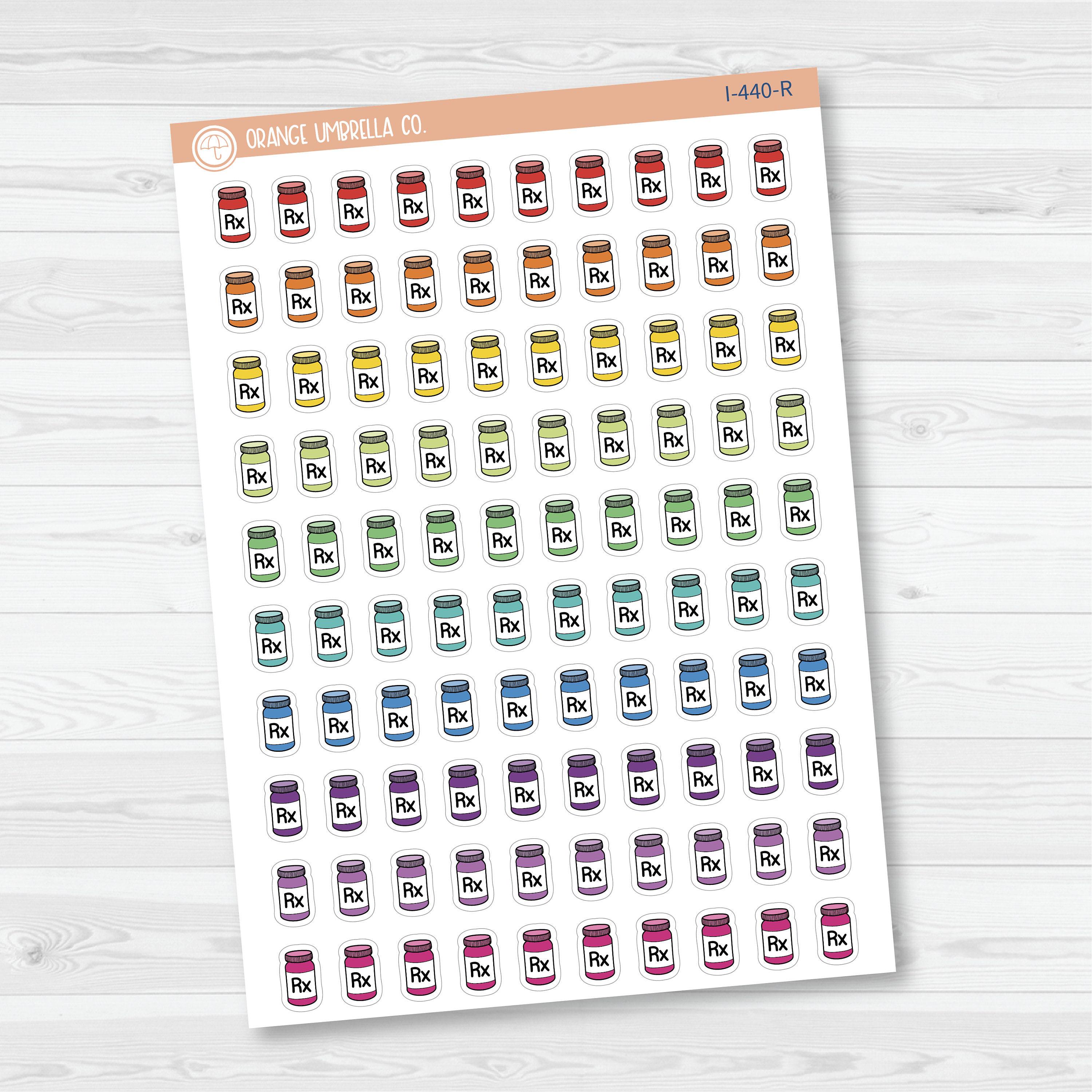 Prescription Icons | Hand Doodled RX Medicine Bottle Planner Stickers ...