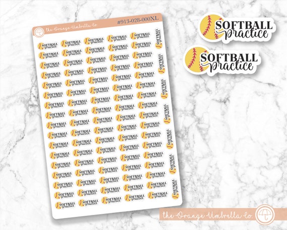 Softball Practice Icon Script Planner Stickers and Labels - Etsy
