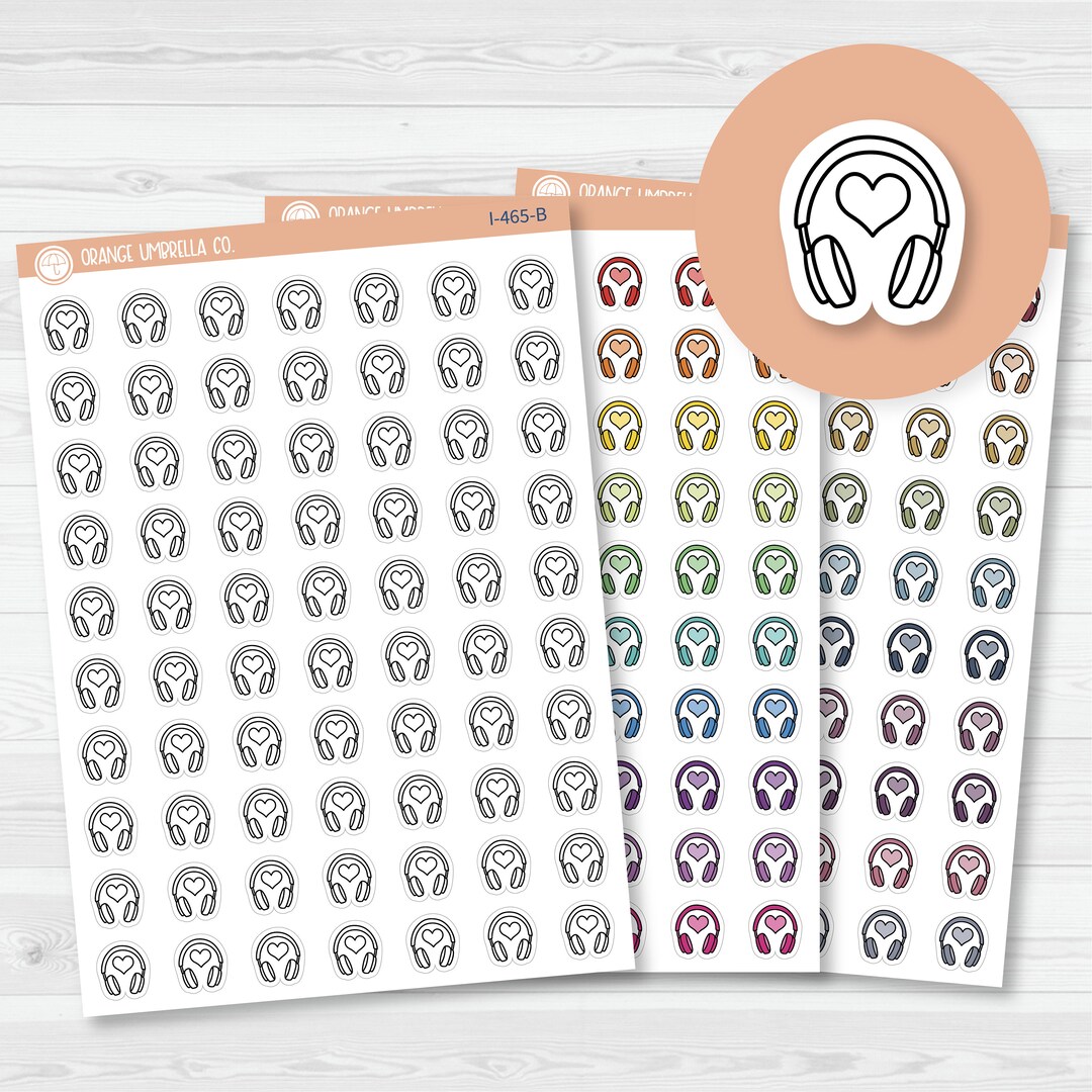 Hand Doodled Headphones Icon Planner Stickers | I-465 - Etsy