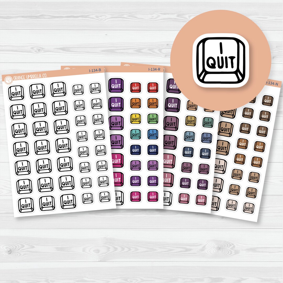 I Quit Keyboard Button Icon Planner Stickers | I-134 - Etsy