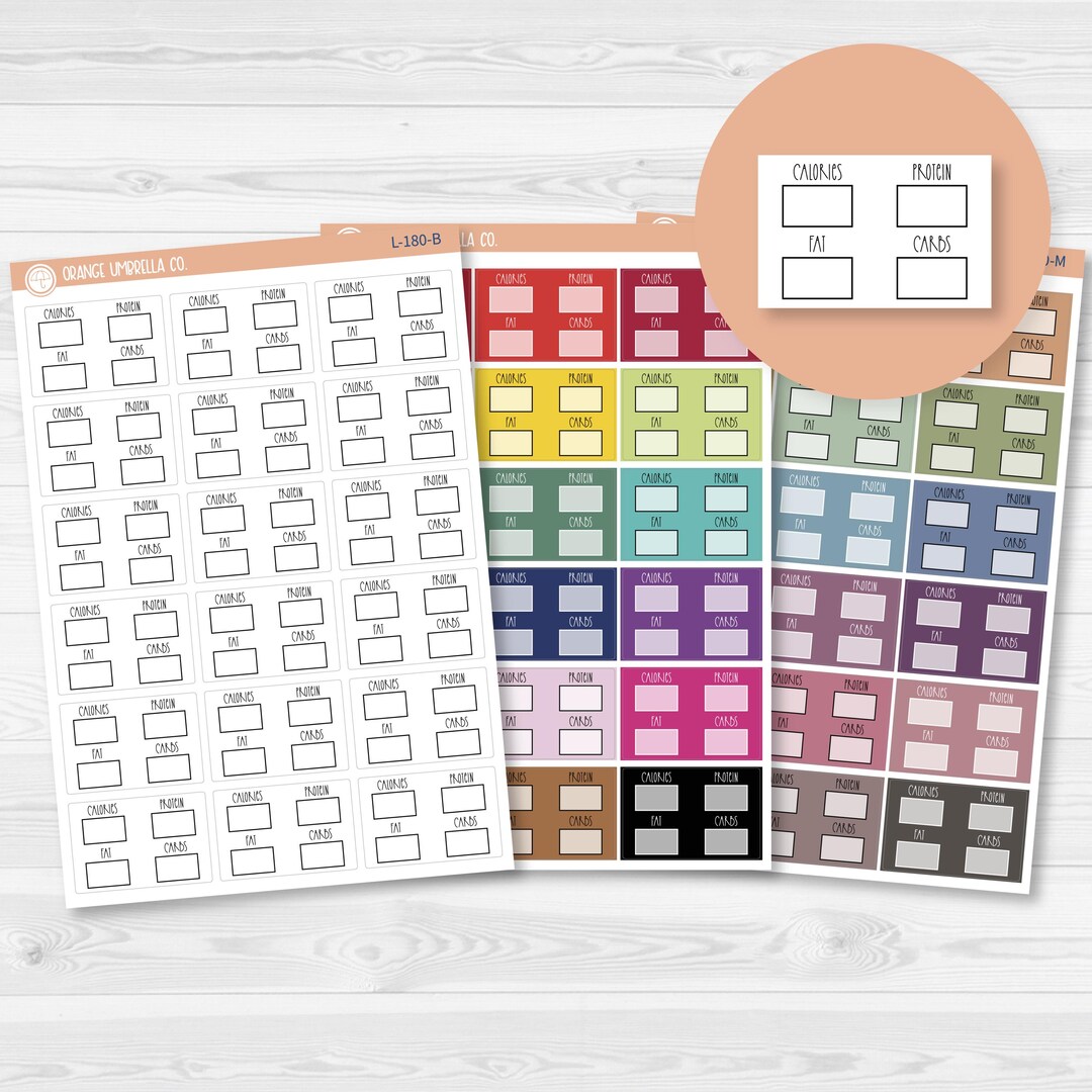 Macro/calories Intake Tracker - Half Box Script Planner Stickers | FC12 ...