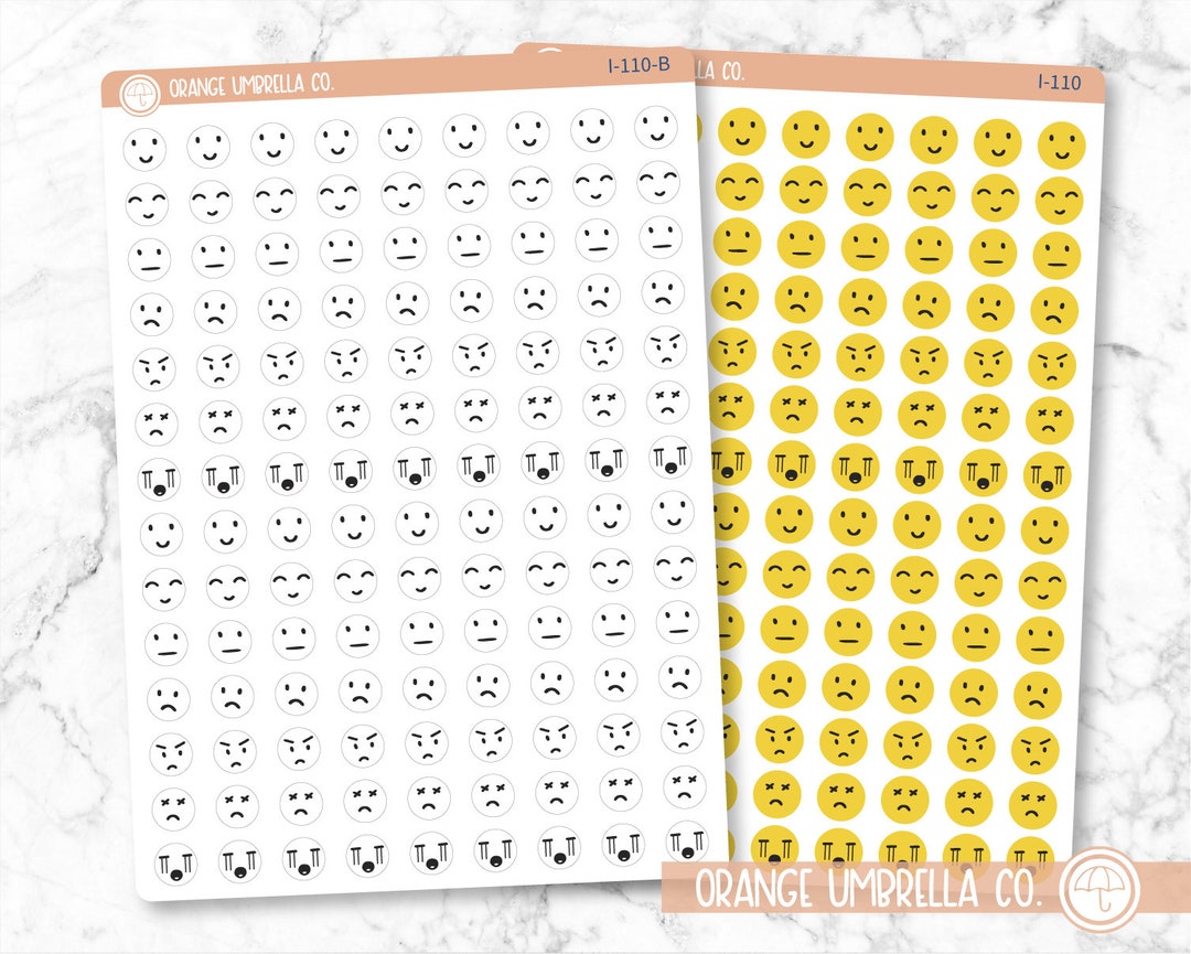 Emoticon Emotion Faces Icon Planner Stickers and Labels I-110 - Etsy