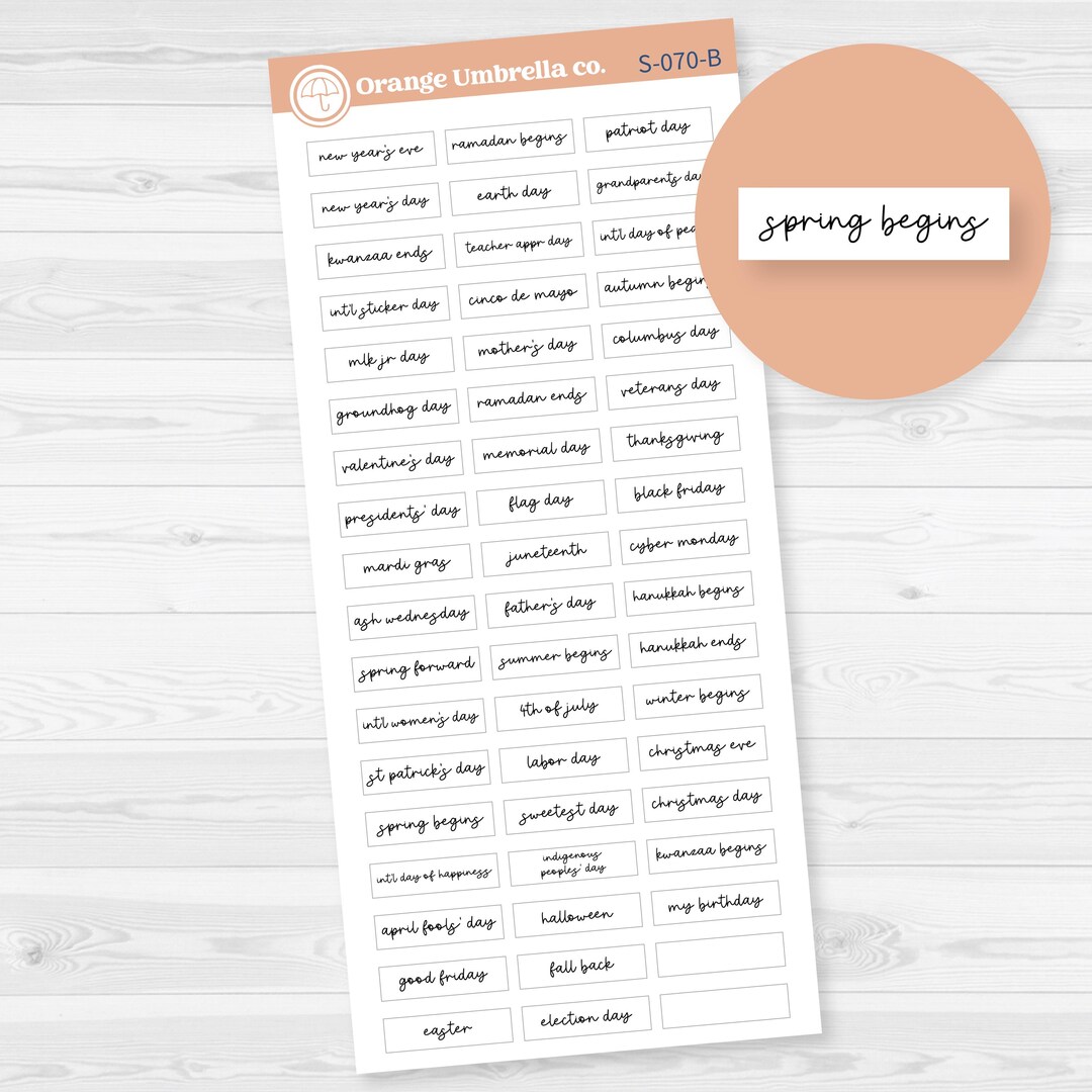 Hobonichi Weeks Holidays Script Planner Sticker | F17 Script | S-070-B ...