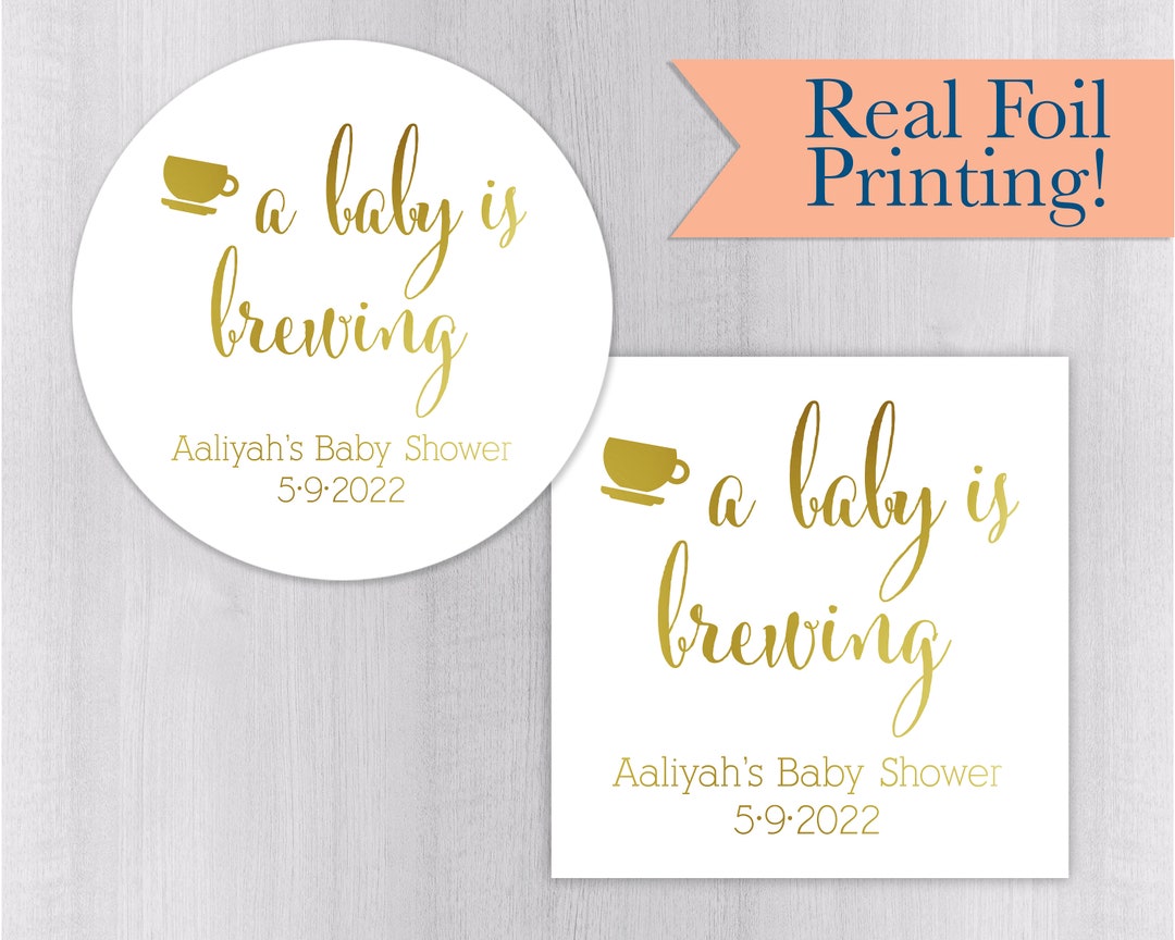 Baby is Brewing Sticker, Shower Favor Sticker, Coffee Cup Favor ...