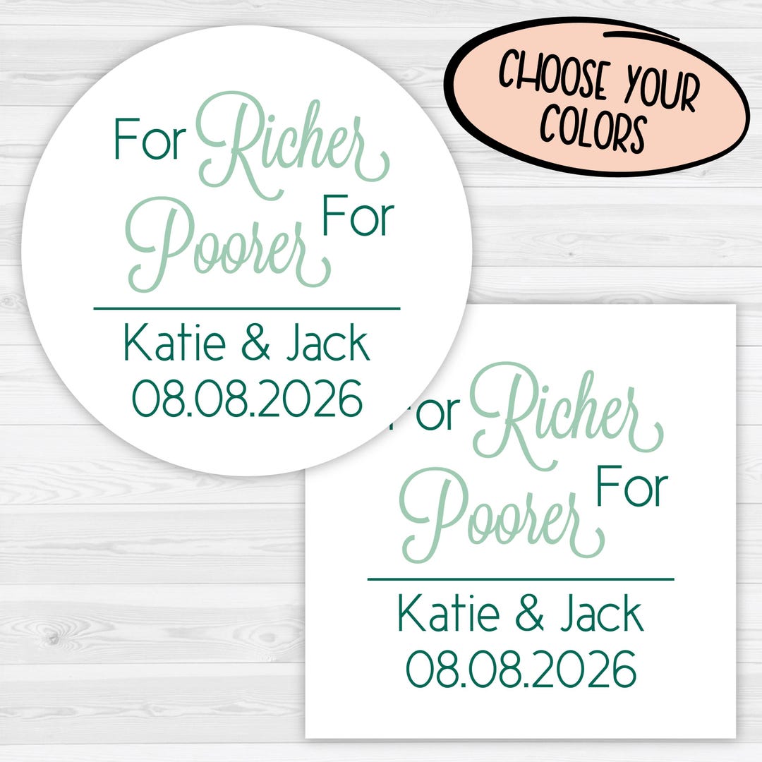 For Richer for Poorer Stickers | Lottery Ticket Wedding Labels ...