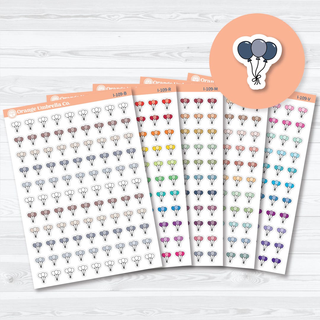Birthday Celebration Balloon Icon Planner Stickers | Party & Event ...