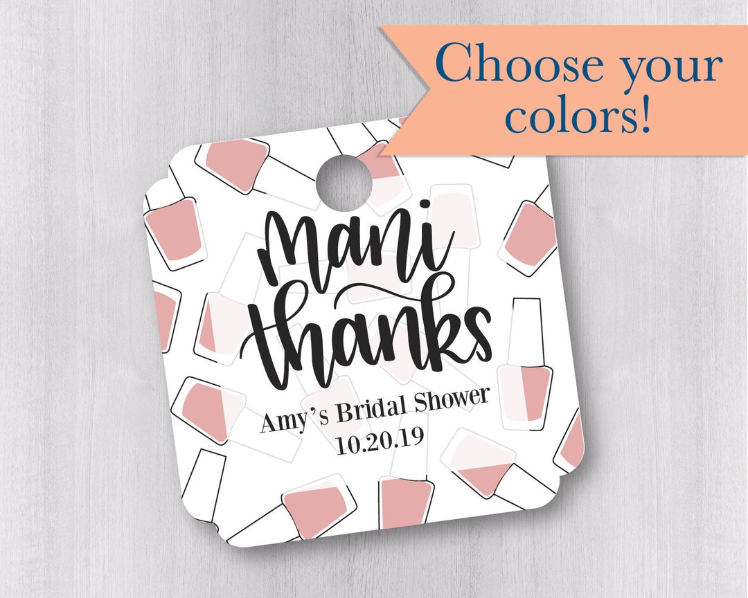 Mani Thanks Tags, Bridal Shower Favor Tags, Baby Shower Favor Tags (MS ...