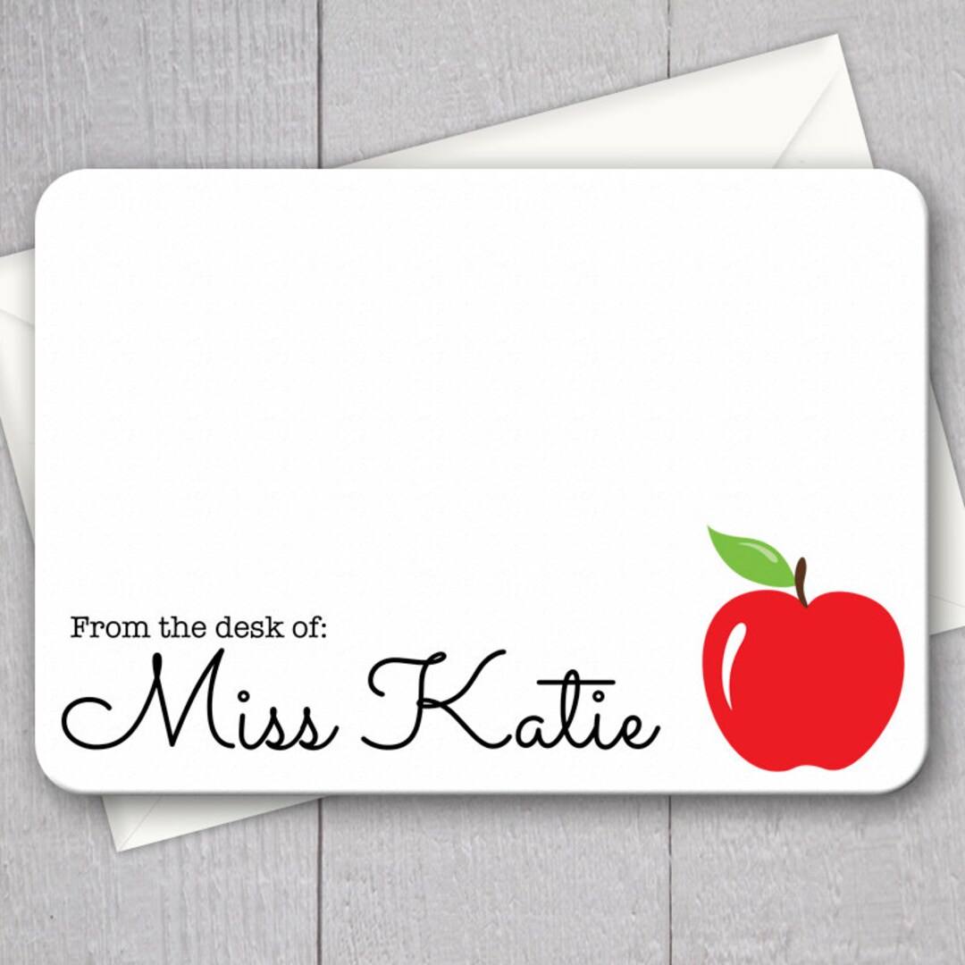 Teacher Note Cards 12pk Personalized Flat Note Cards Teacher Gifts ...