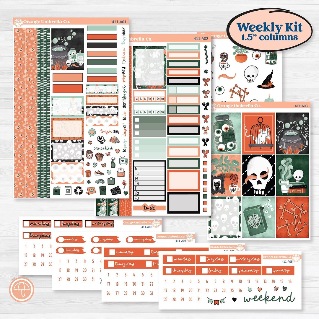 Spooky Halloween Kit | Weekly Sticker Kit for Vertical Planners Like ...
