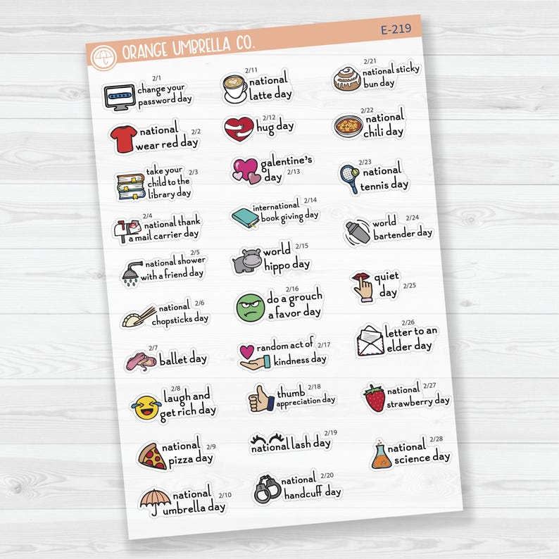February Wacky Holidays Script Planner Stickers | F16 | E-219 - Etsy