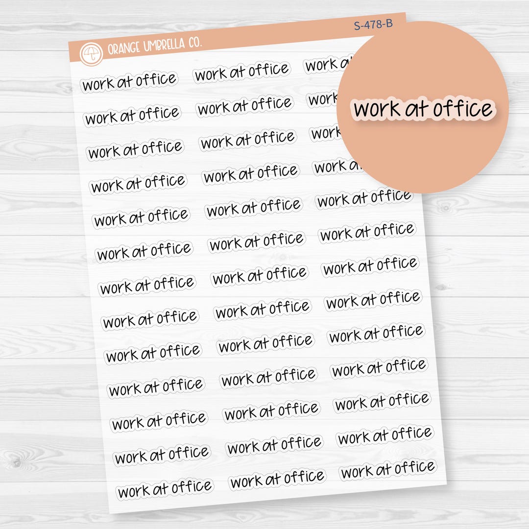 Work at Office Jen Plans Script Planner Stickers and Labels | FJP Clear ...