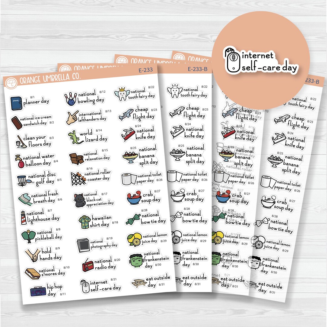 August Wacky Holidays Script Planner Stickers | F16 | E-233 - Etsy