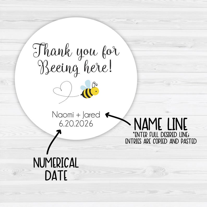 Thank You for Beeing Here Sticker | Wedding Favor Sticker | Honey Jar ...