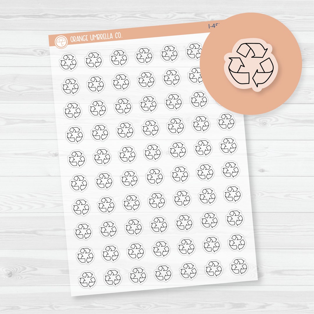 Recycling Icons | Hand Doodled Recycle Day Planner Stickers | Clear ...