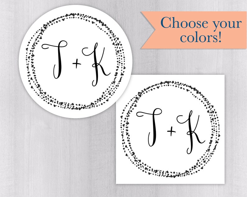 Initials Wreath Wedding Sticker Personalized Wedding | Etsy