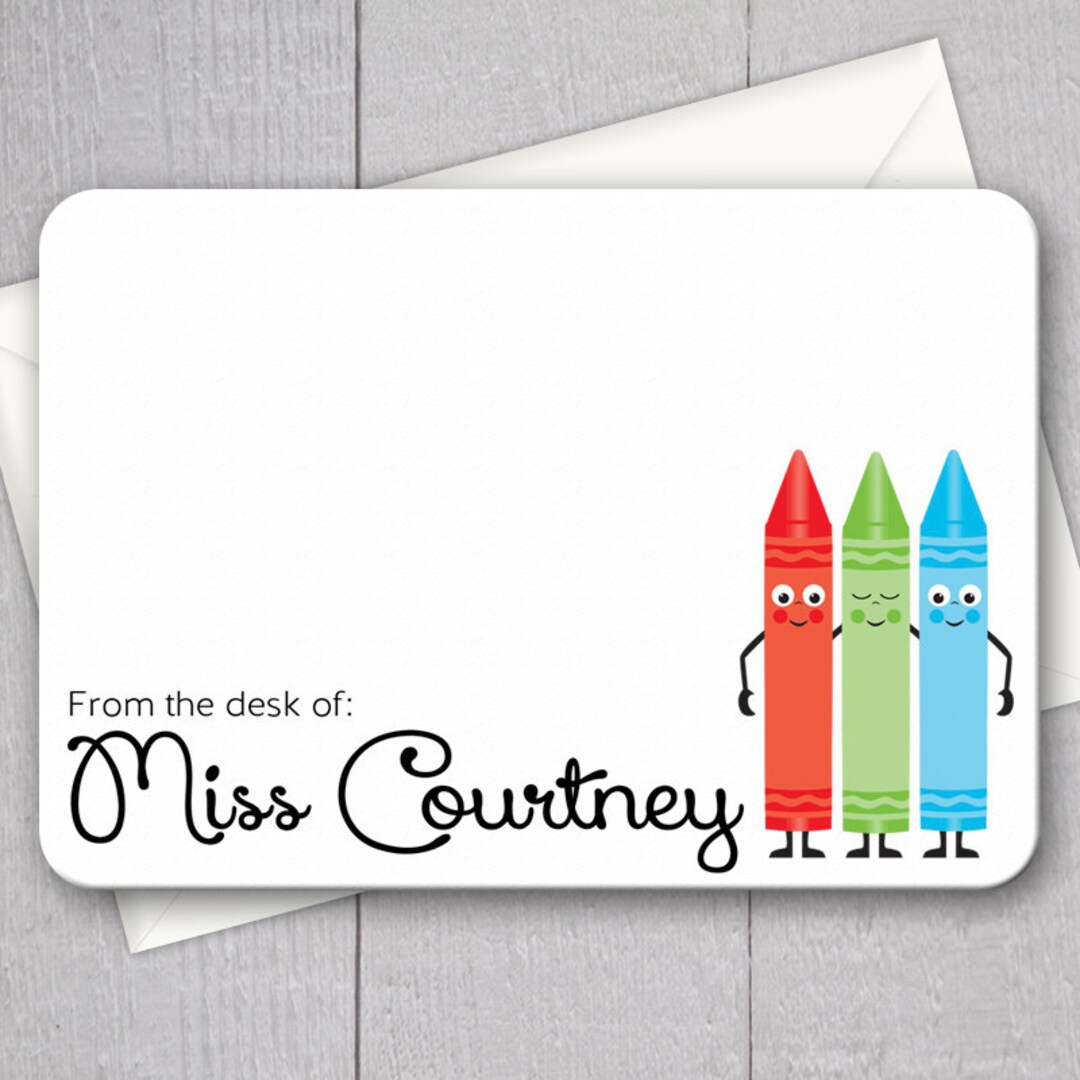 Teacher Note Cards 12pk Personalized Flat Note Cards Language Arts ...