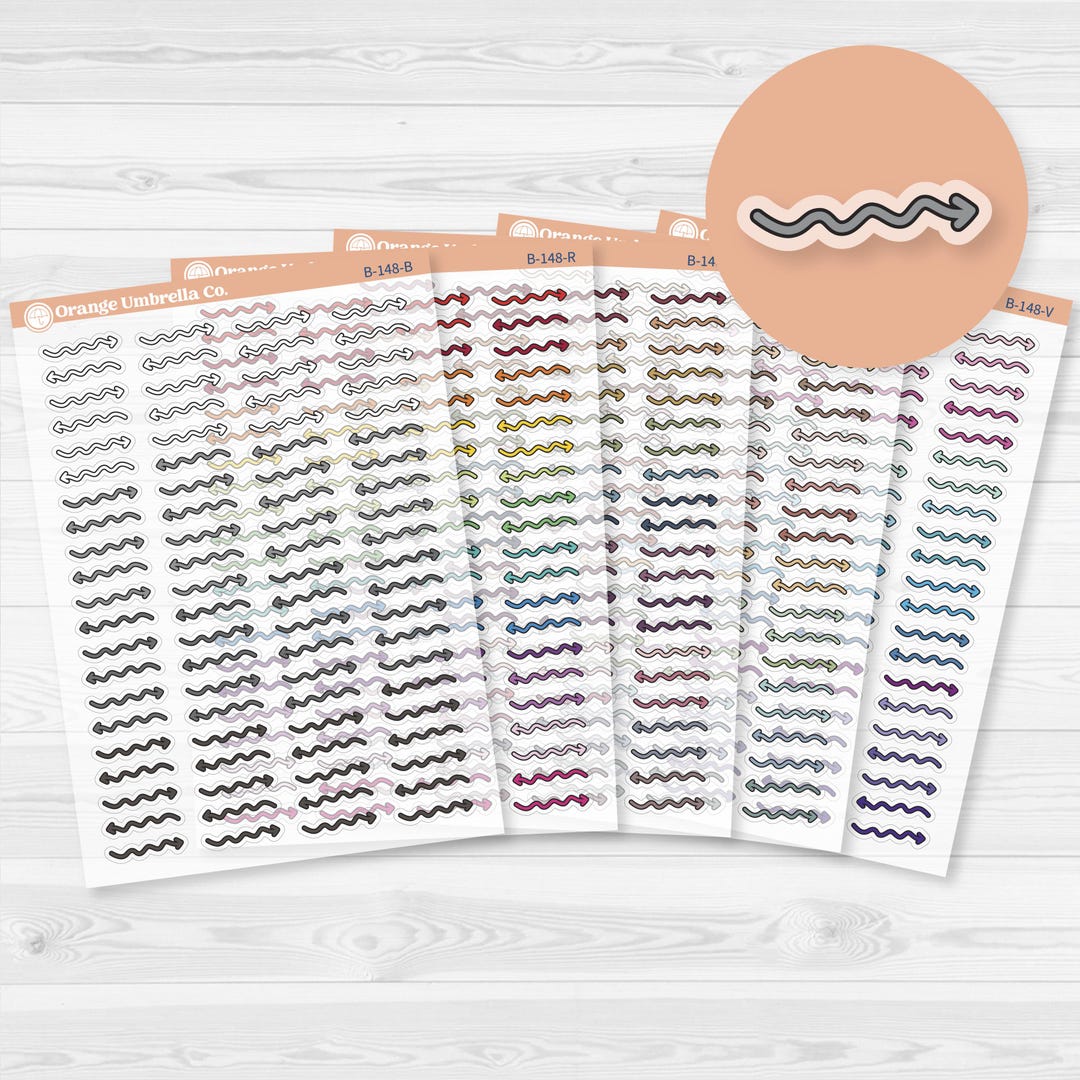2025 Kit Pieces; Squiggle Arrows Planner Stickers | Clear Matte | B-148 ...