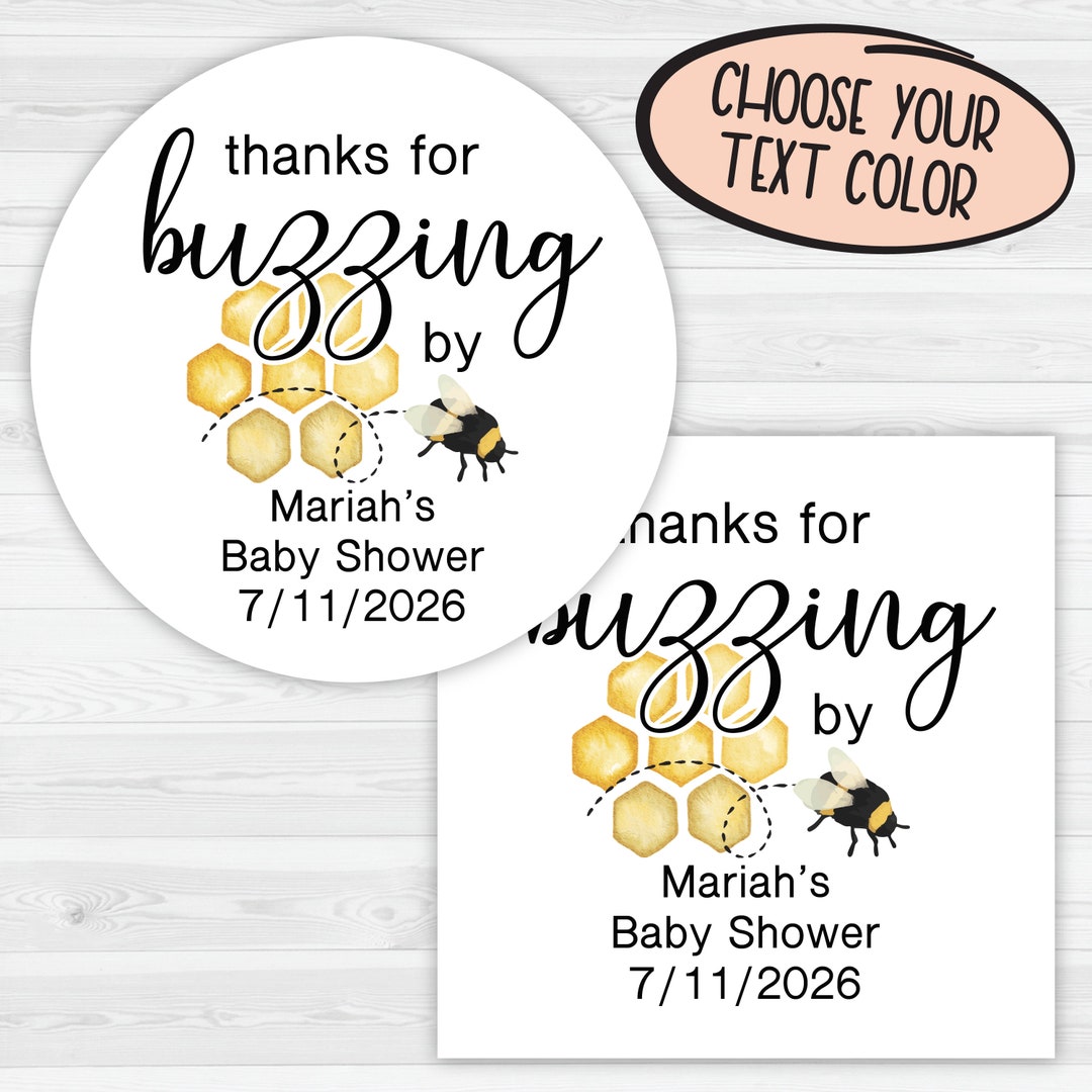 Thanks for Buzzing by Favor Stickers | Bee Themed Baby Shower or ...