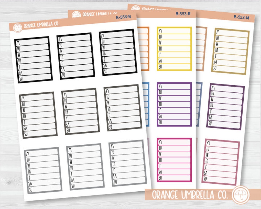 Hobonichi Cousin Side Bar Habit Tracker Planner Stickers B-553 - Etsy