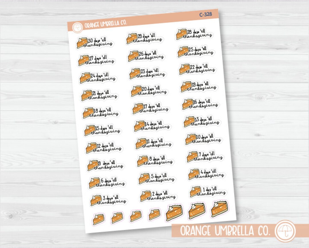 Thanksgiving Pumpkin Pie Countdown Planner Stickers F16 - Etsy