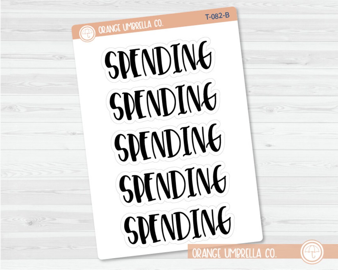 Spending Header Script Planner Stickers F1 T-082-B / - Etsy